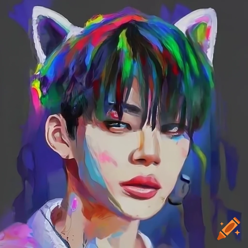 Portrait of an eboy with cat ears