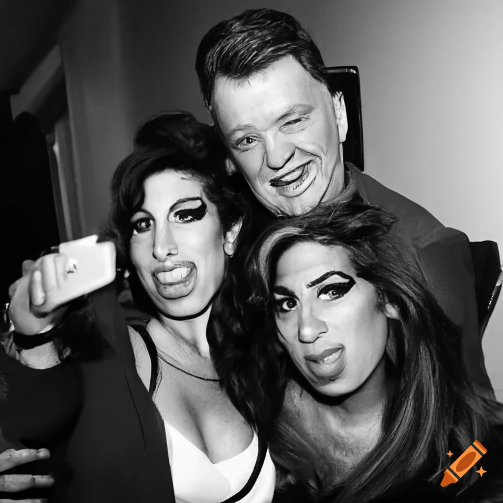 Black and white selfie of louis van gaal, amy winehouse, and hugo ...