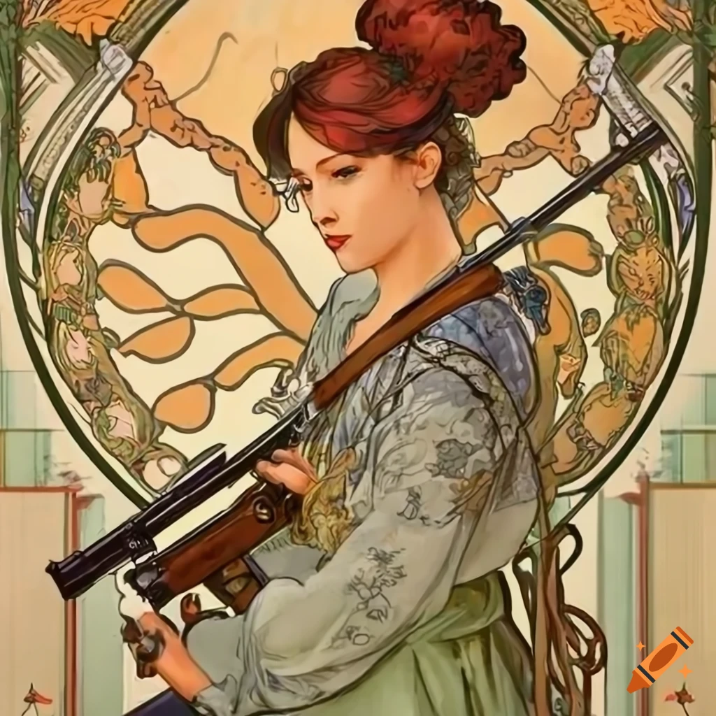 Artistic illustration of a female sniper aiming her rifle on Craiyon