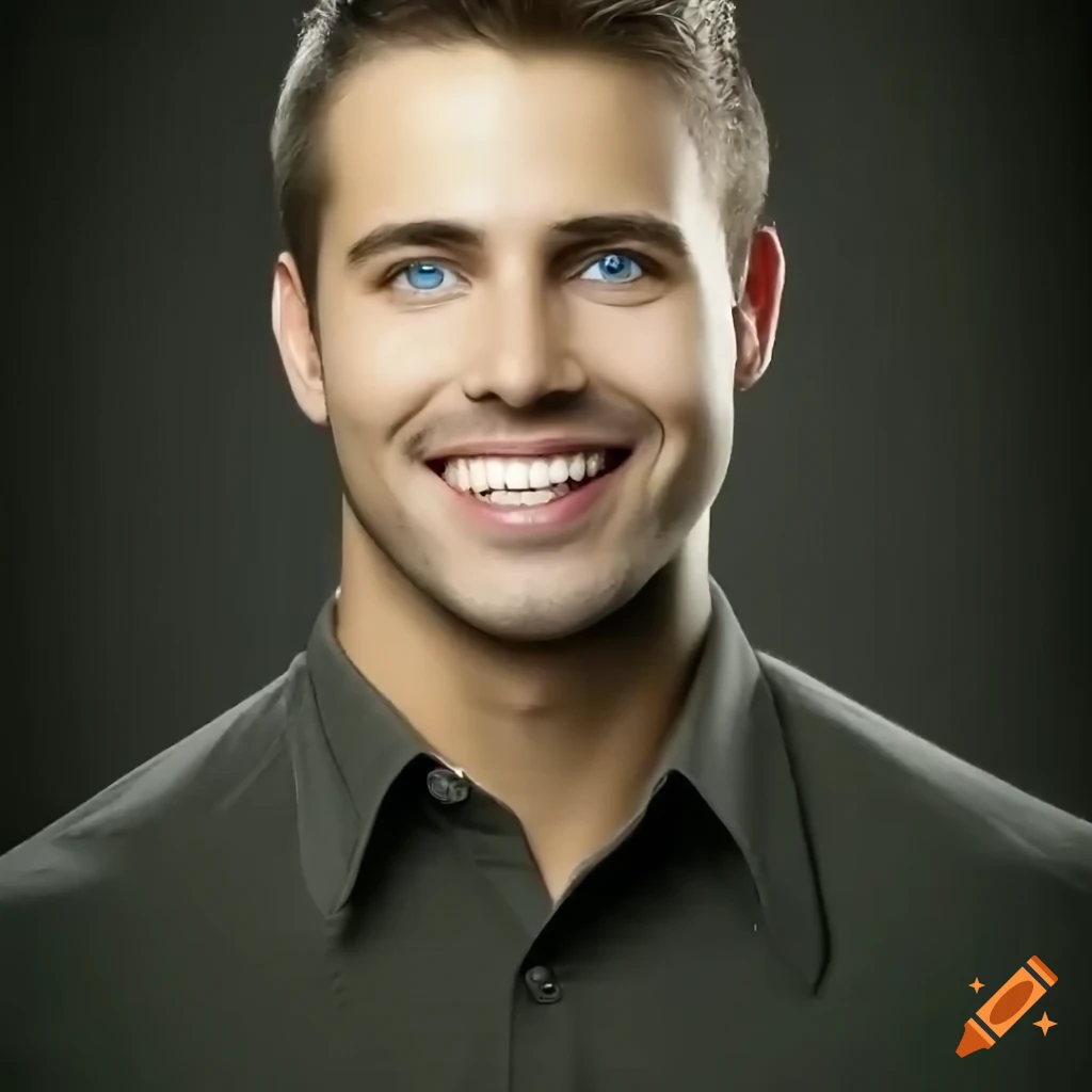 Portrait of a handsome man with captivating blue eyes on Craiyon