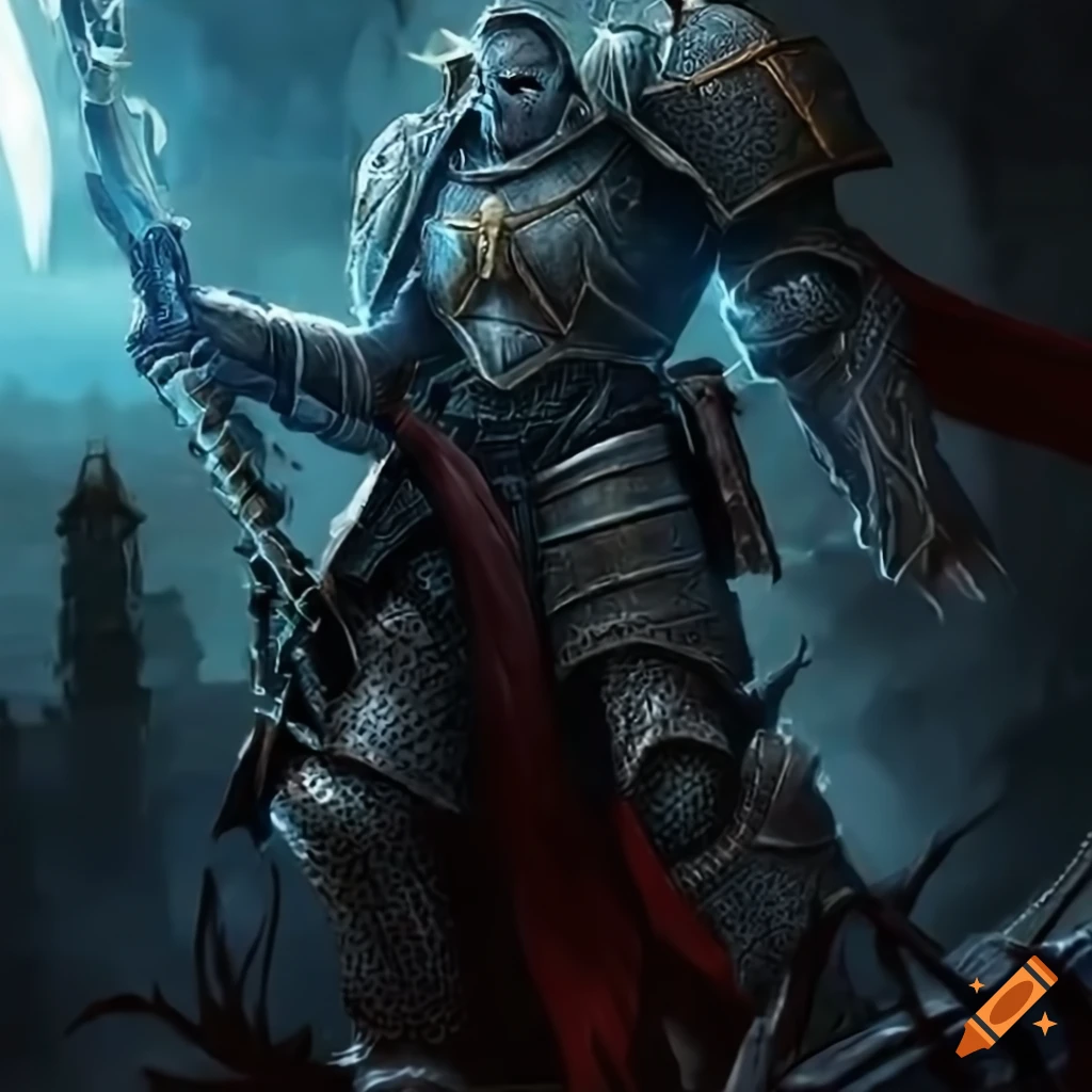 Epic battle between a knight and an assassin in ruins on Craiyon