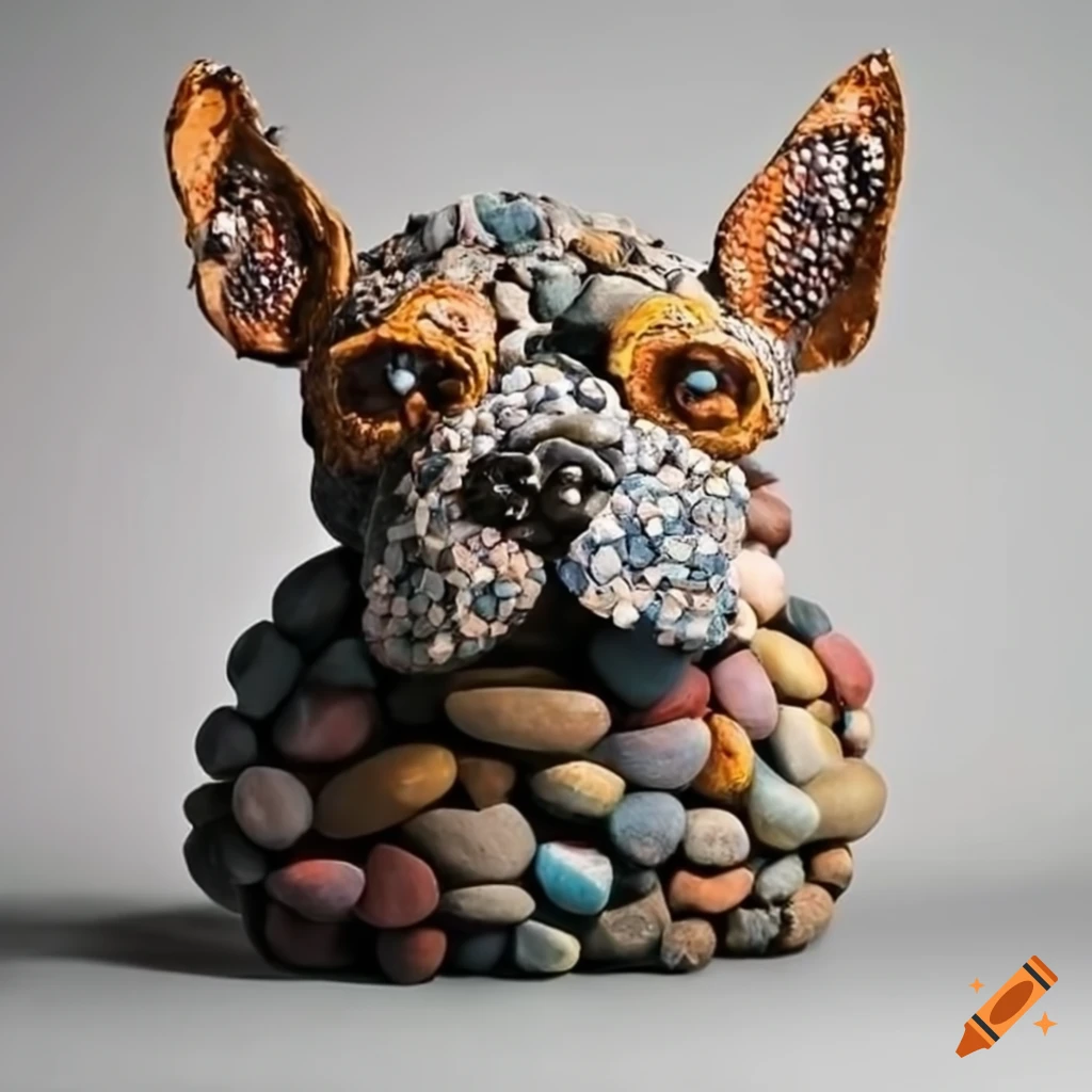 Pebble dog sculpture on Craiyon