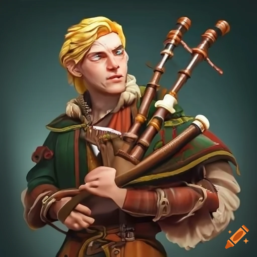 Male musician in a dungeons and dragons setting on Craiyon