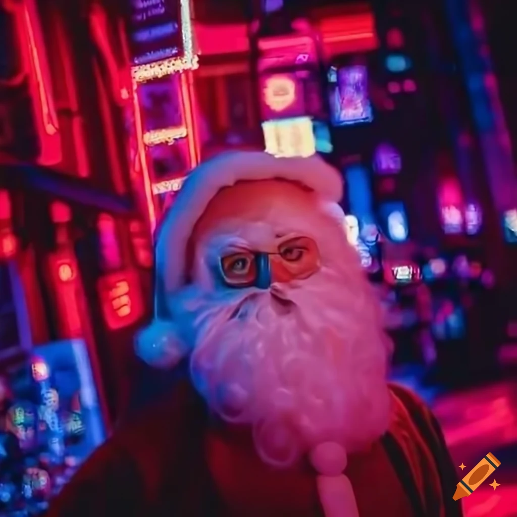 Cyberpunk santa claus in a neon-lit new york on Craiyon