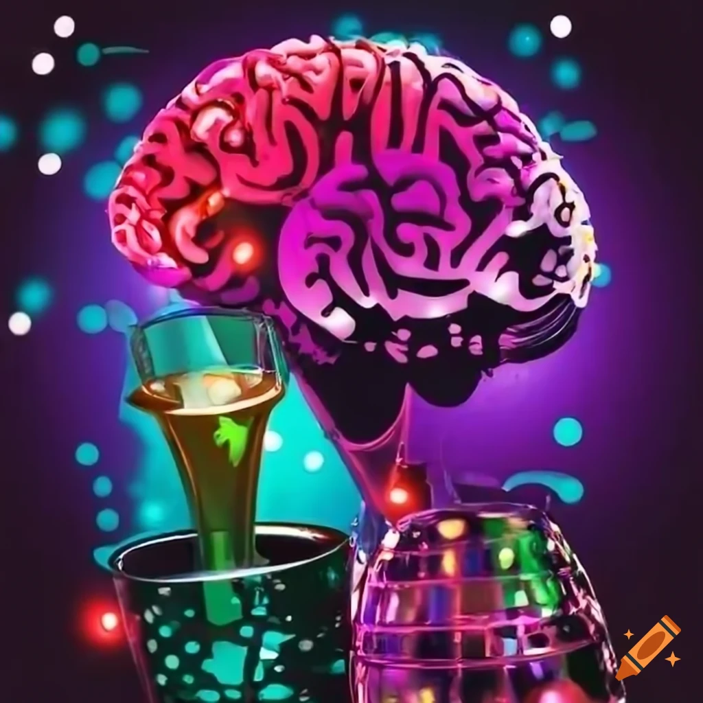 Vibrant brain-themed party invitation