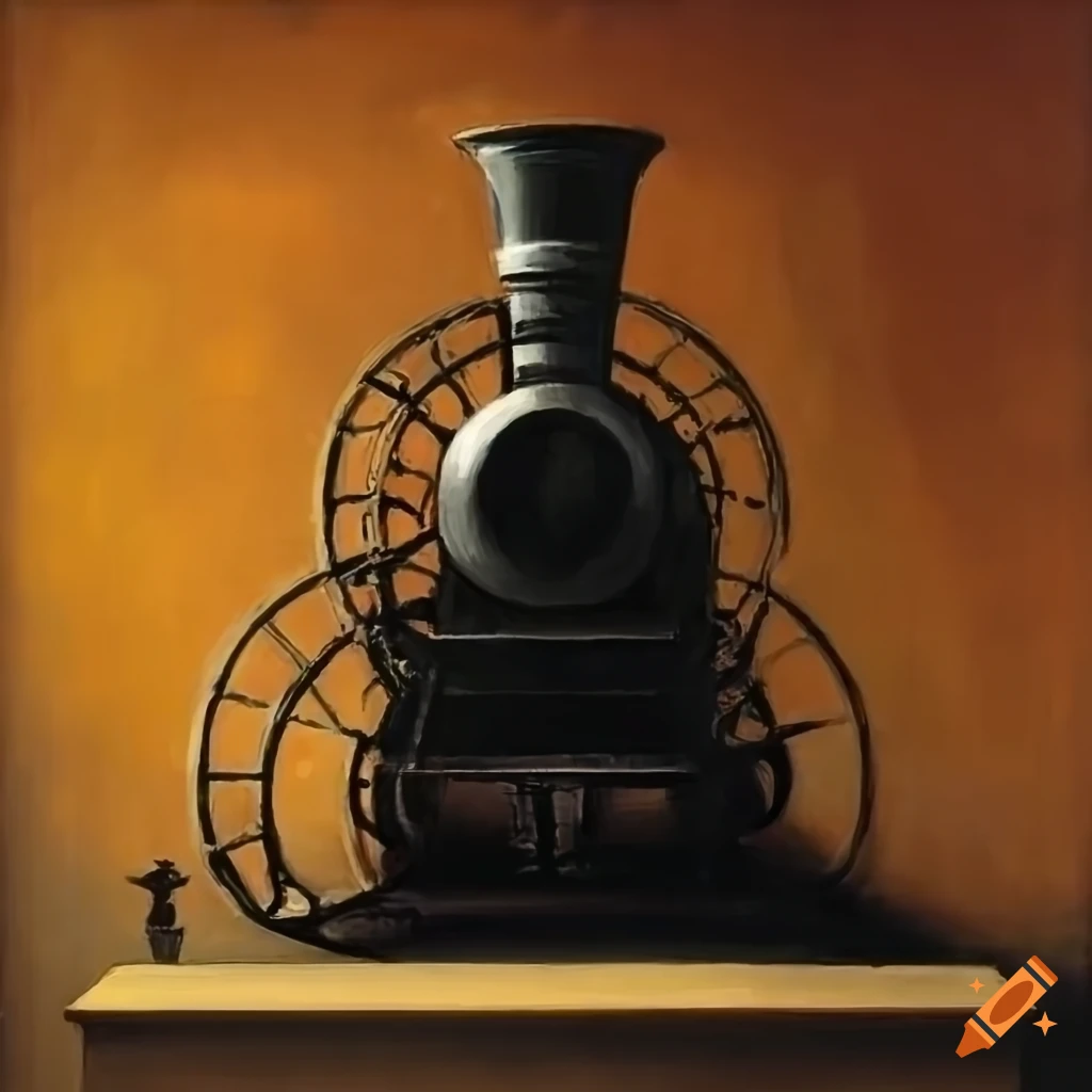 Surreal artwork with locomotive and pipe on Craiyon