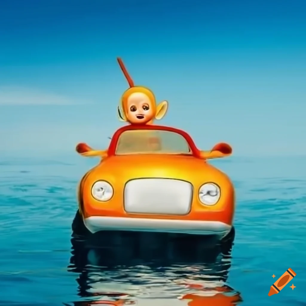 Female teletubby interacting with a boy on Craiyon