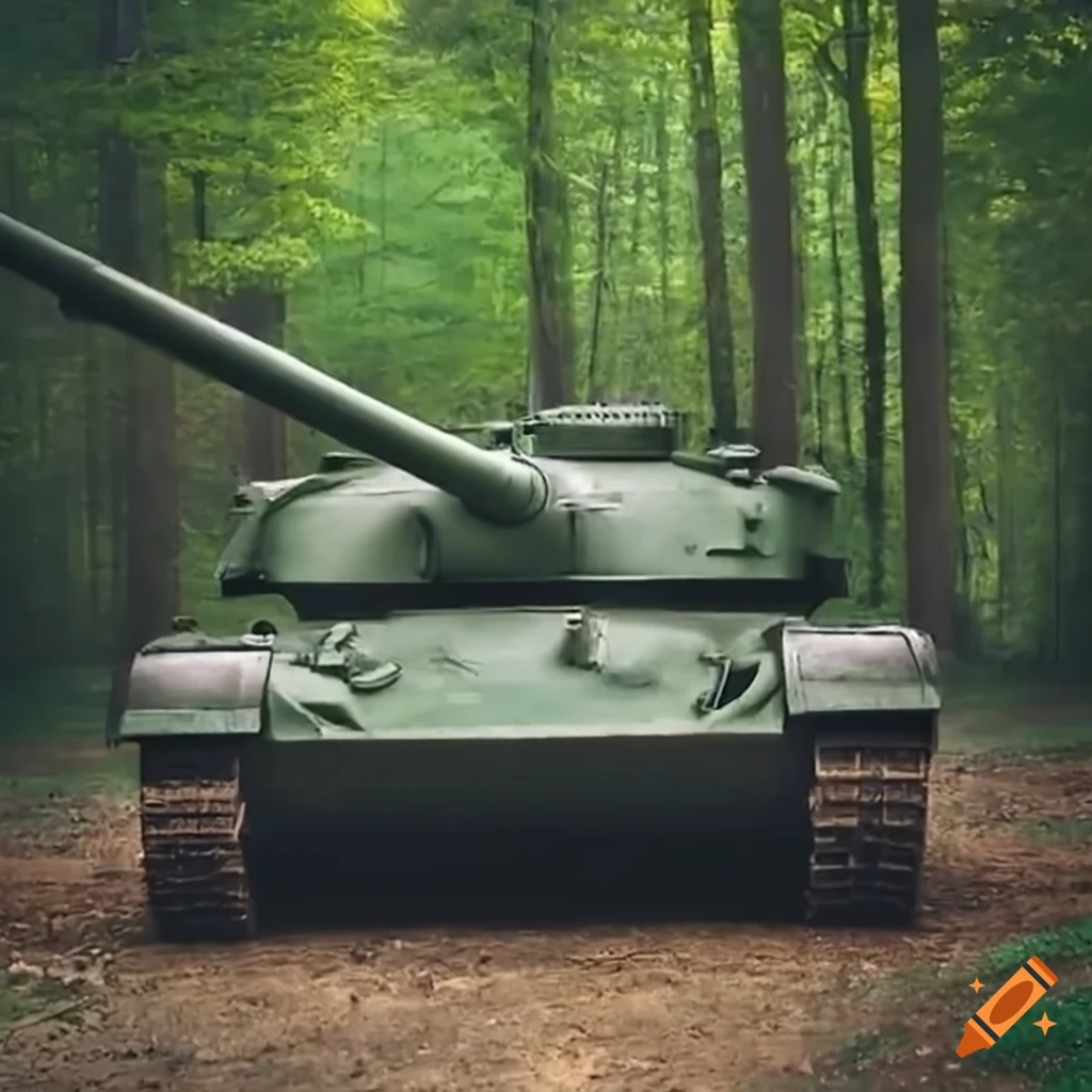 Modern tank in a forest on Craiyon