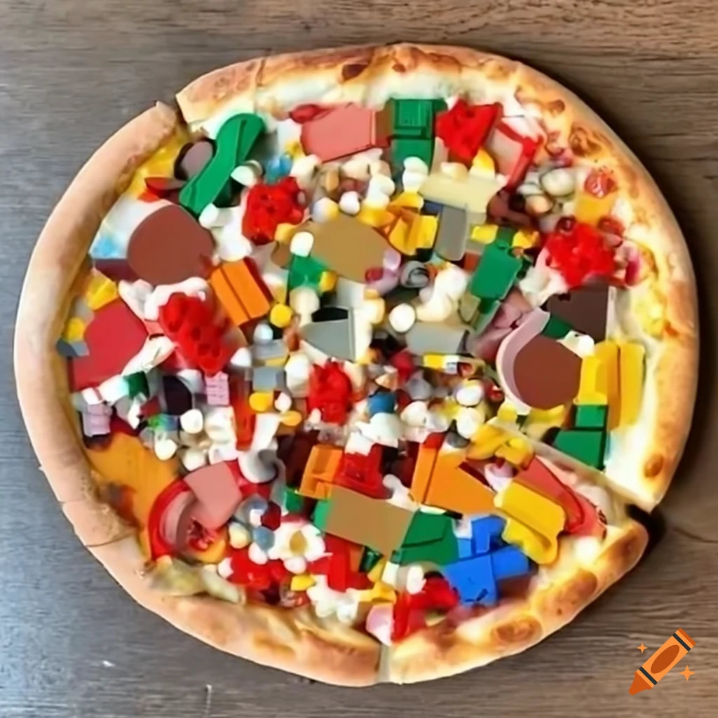 Pizza with lego toppings on Craiyon