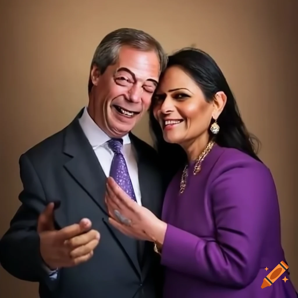 Nigel farage dancing with priti patel on Craiyon