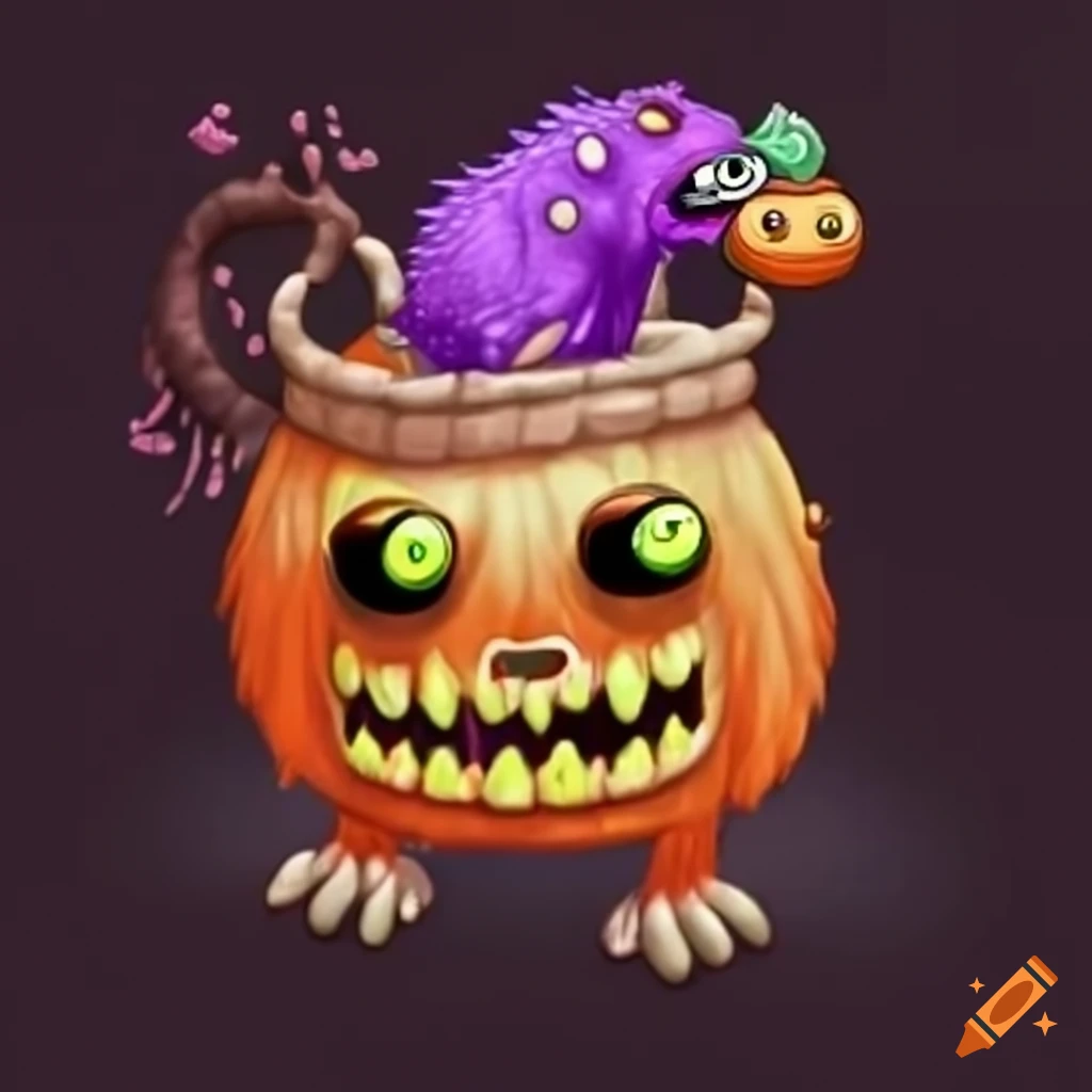 Trick or treat basket from my singing monsters game on Craiyon