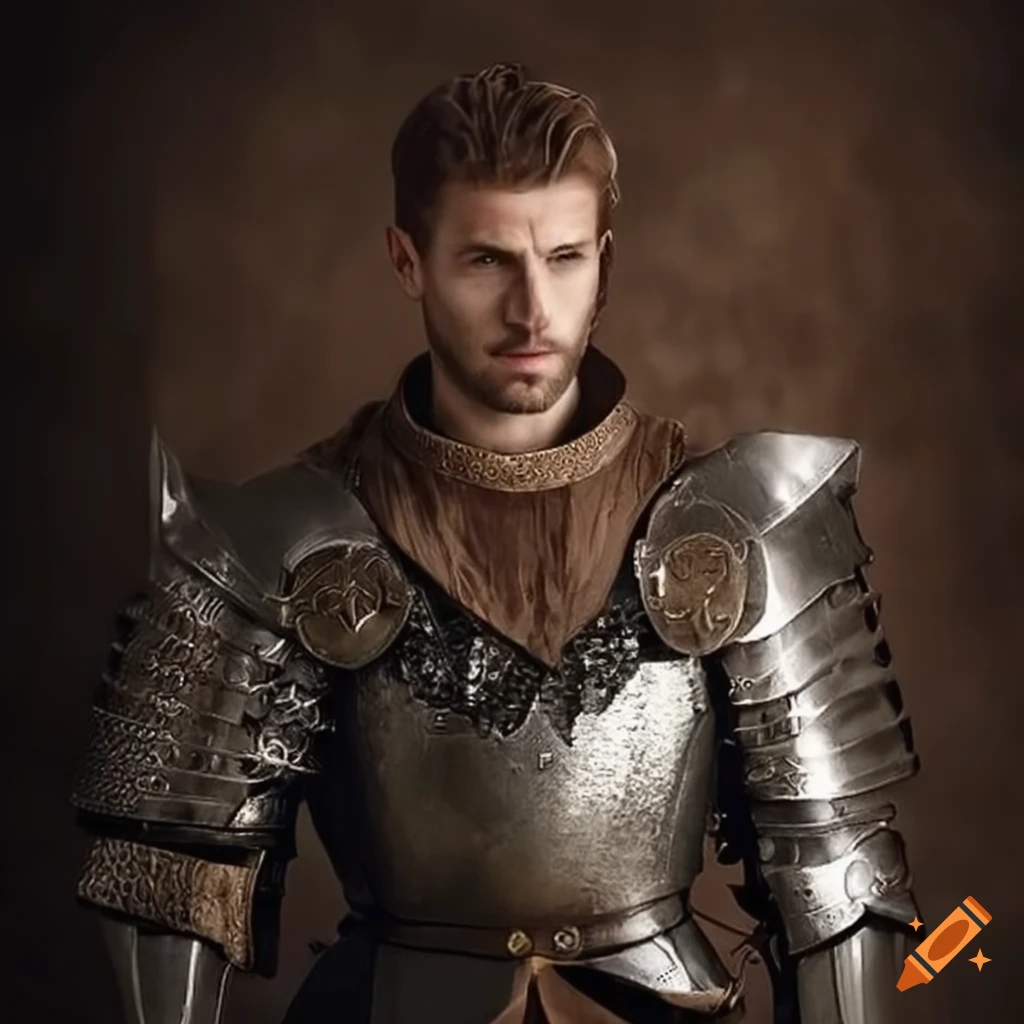Attractive male knight in armor on Craiyon