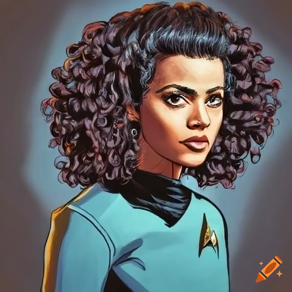 Pulp comic style illustration of Nathalie Emmanuel as a Star Trek ...