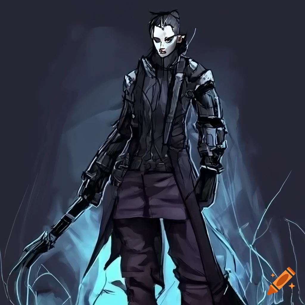 Dark and edgy rogue character in yoji shinkawa style on Craiyon