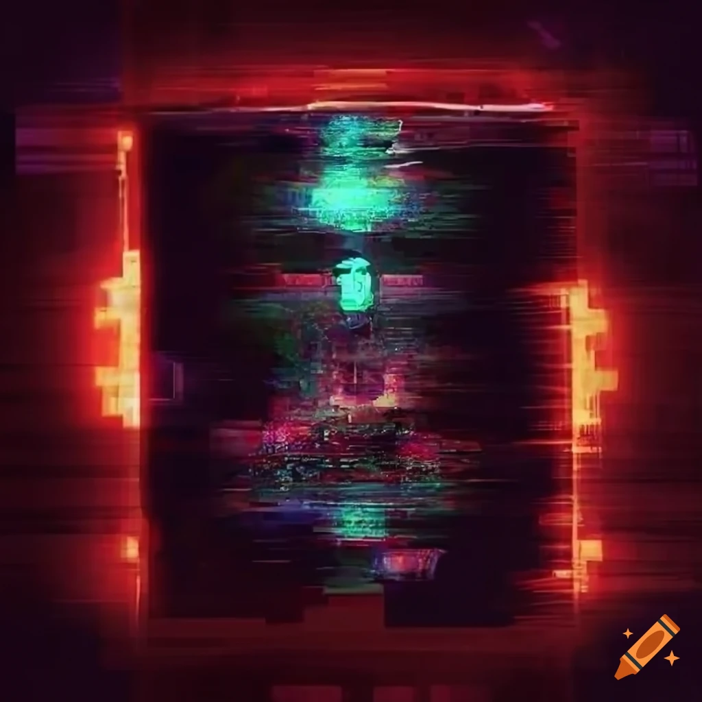 Digital artwork with glitch and code effects on Craiyon