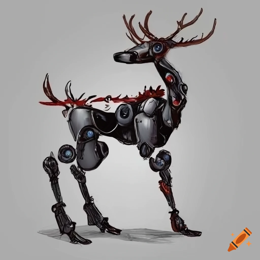 Highly detailed cybernetic deer in a modern setting on Craiyon