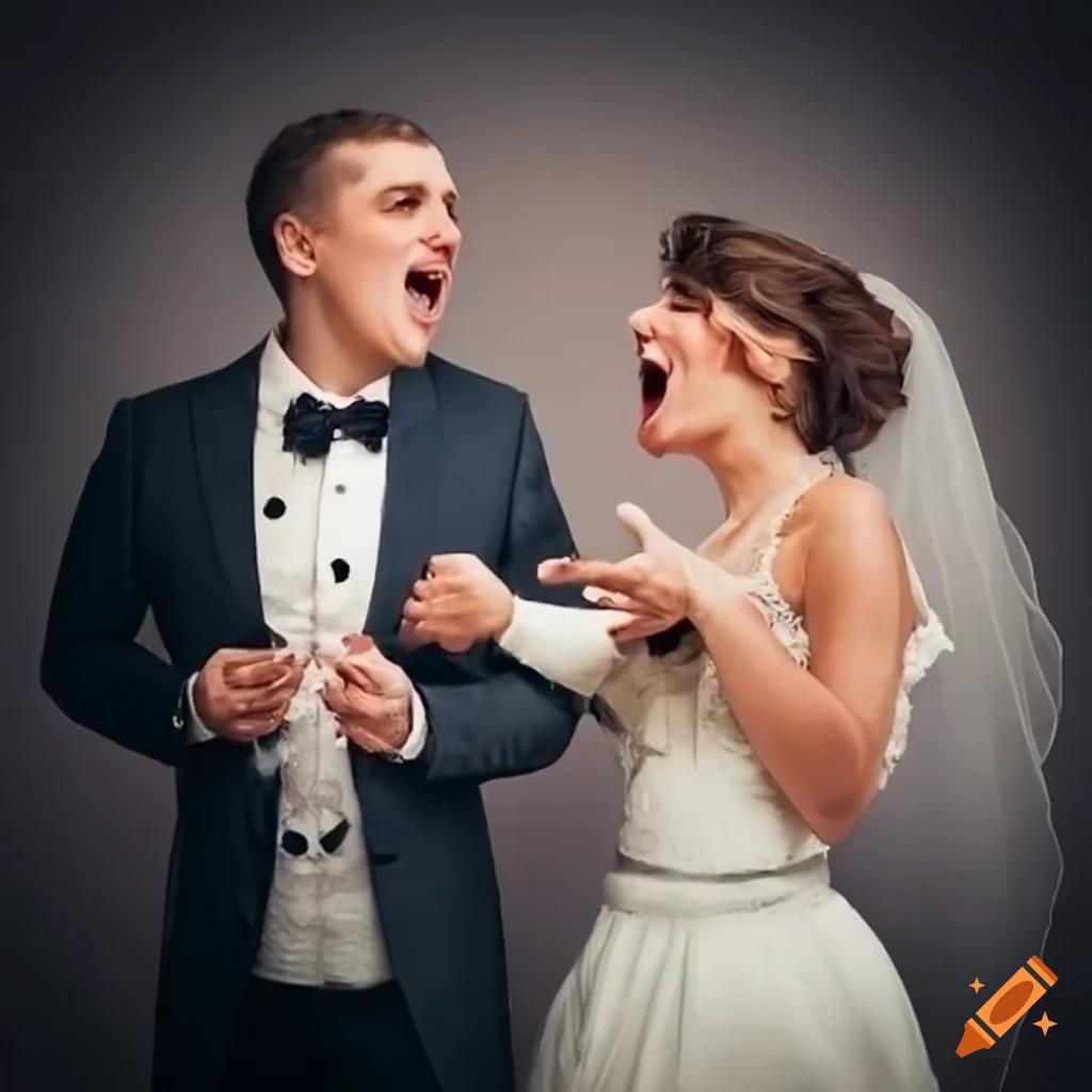 Portrait of a singing bride and groom on Craiyon