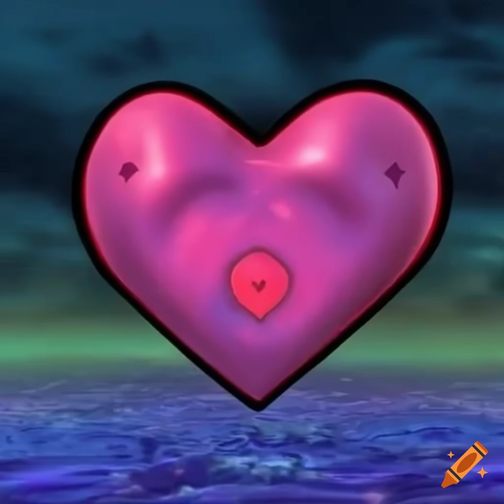 Shiny 3d dazzling heart with anime 2000's japanese text on Craiyon