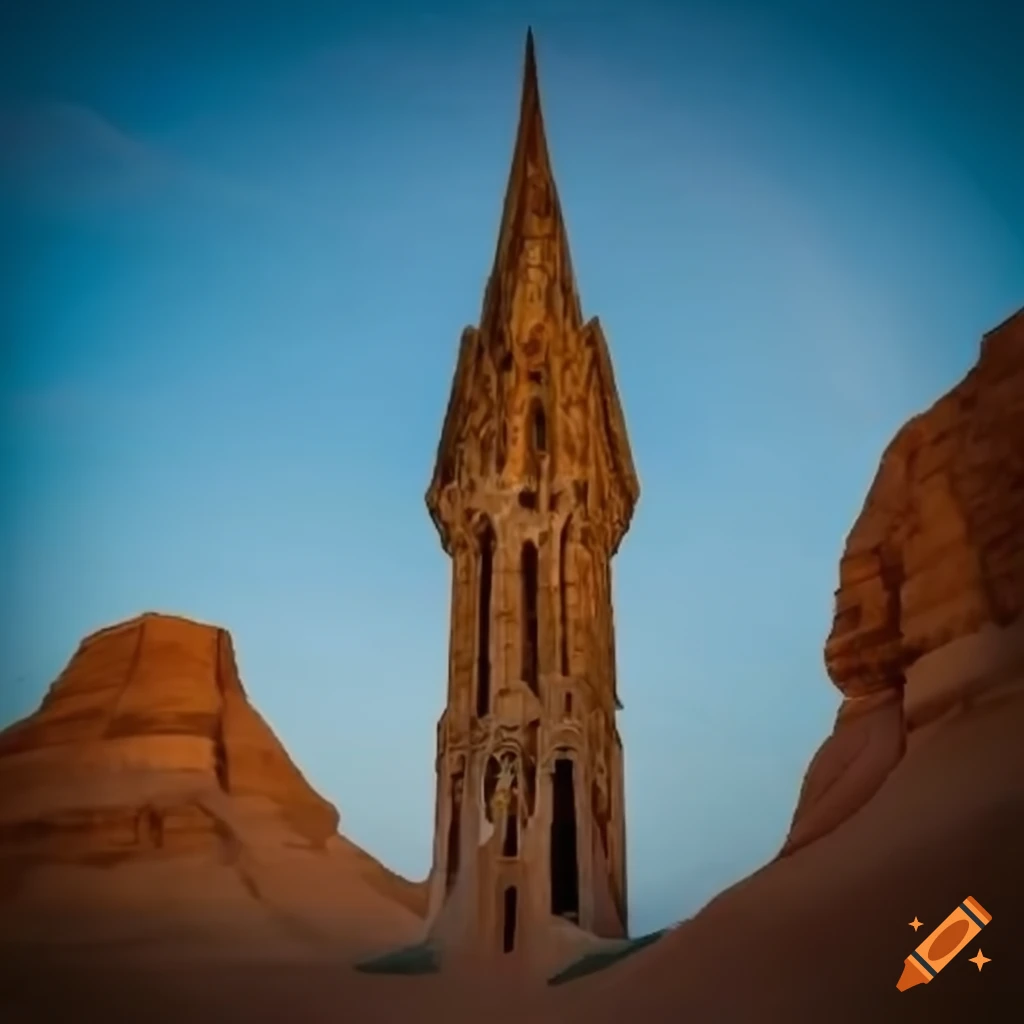 Wizard guild building in a desert city on Craiyon