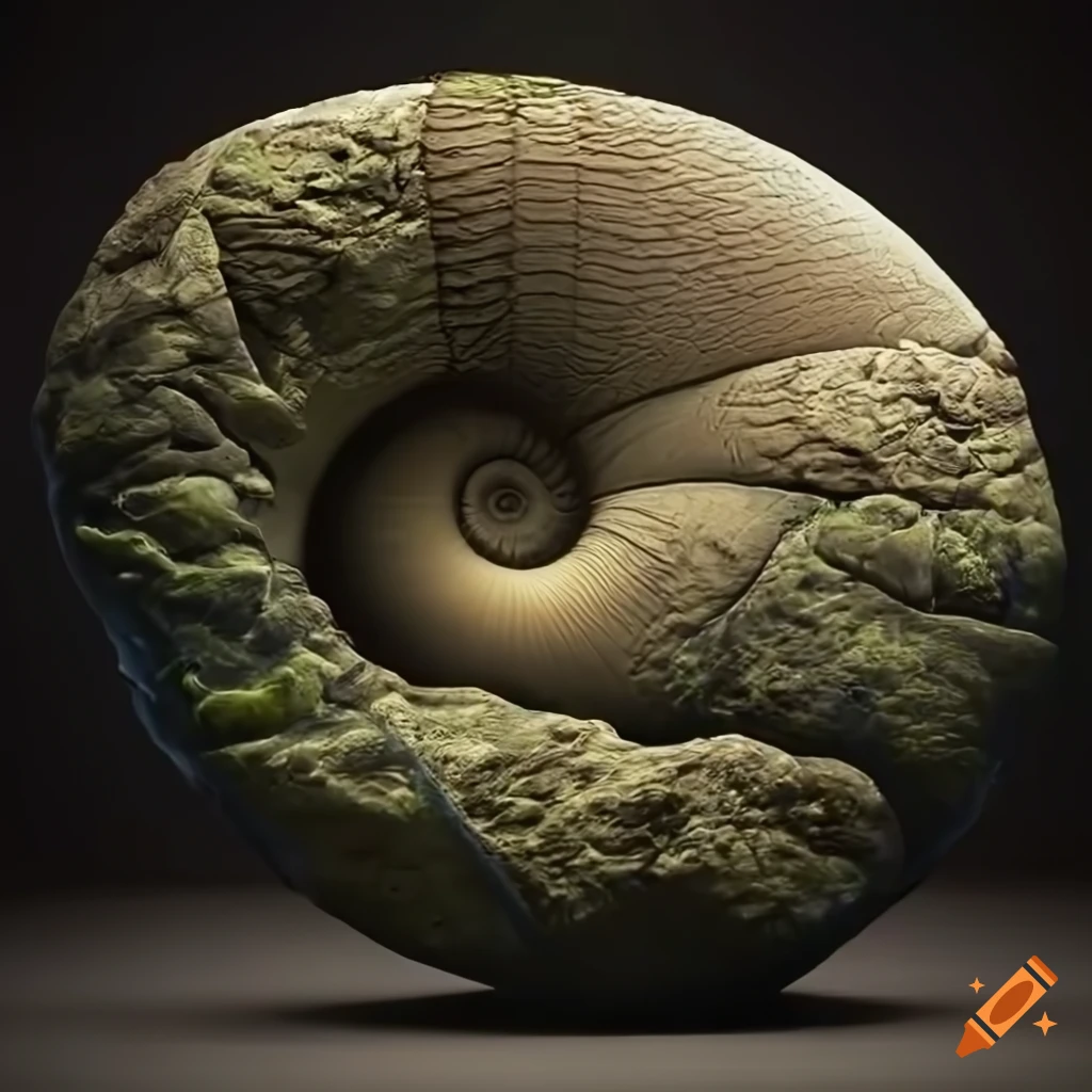 Hyperrealistic stone building shaped like an ammonite on Craiyon