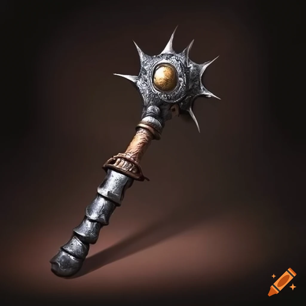 Image of a small iron knight's mace on Craiyon