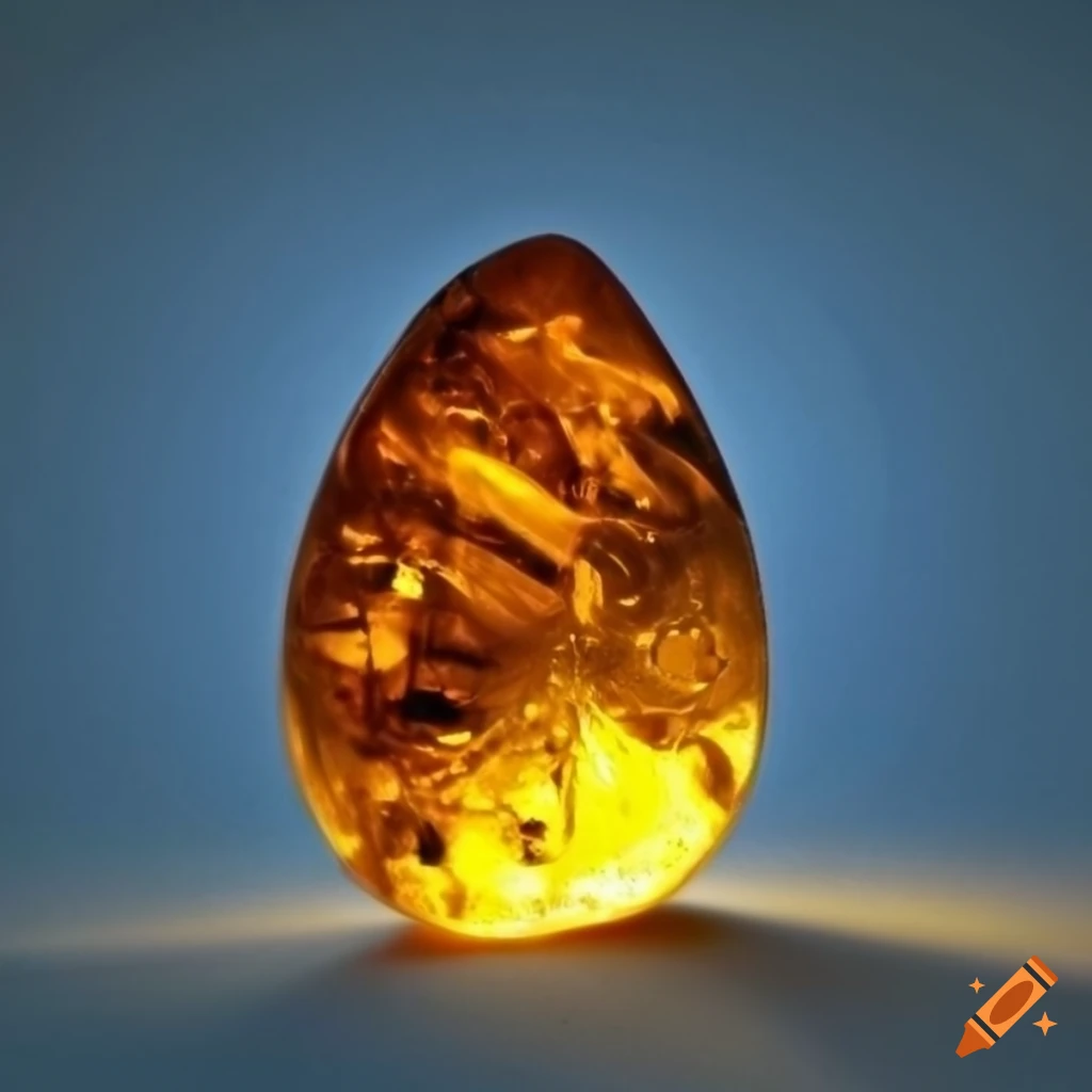 Backlit natural amber with impurities