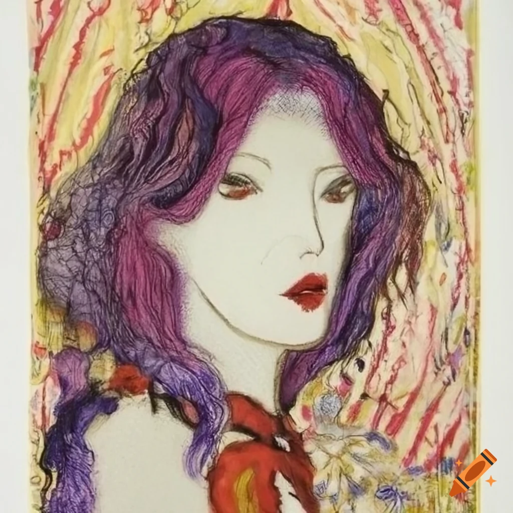 Hand-drawn portrait of an anime character with abstract elements on Craiyon