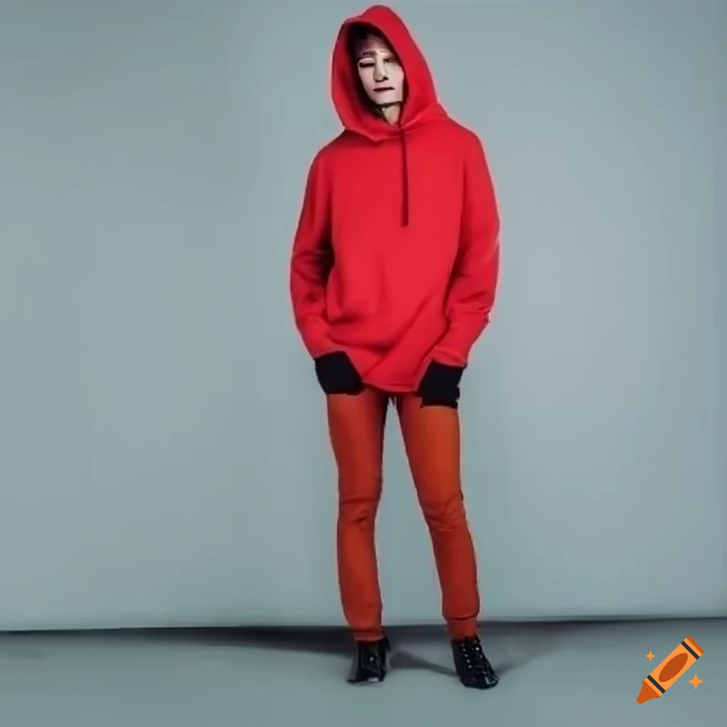 Character wearing a red hoodie