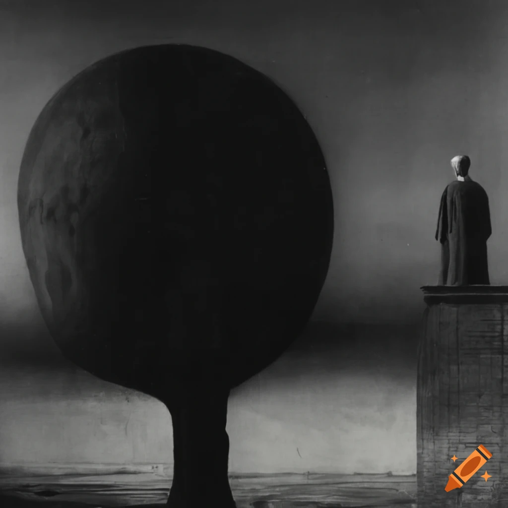 Surrealist retro art depicting rooms, windows, and strange forms in ...