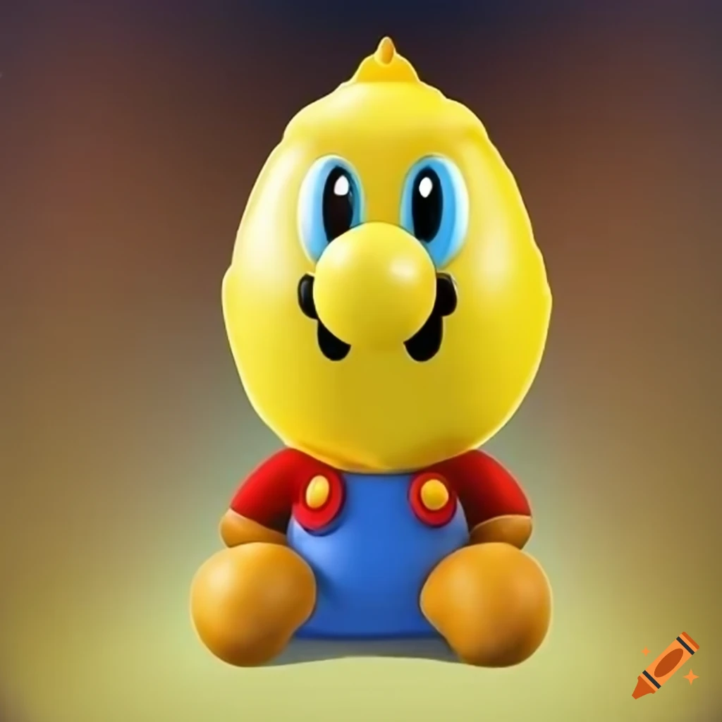Artwork of super mario depicted as a lemon on Craiyon