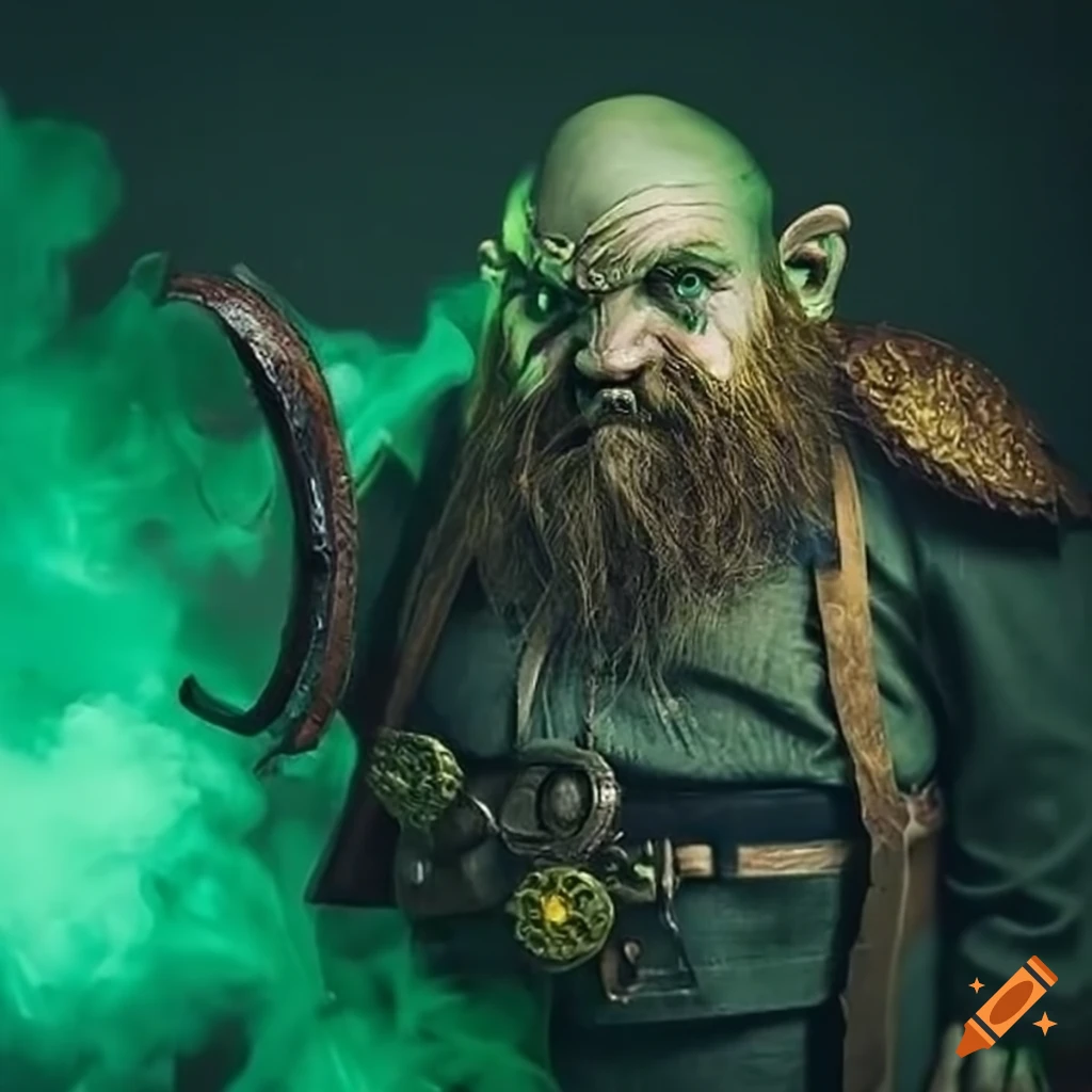 Image of a dwarf alchemist with a steampunk weapon on Craiyon