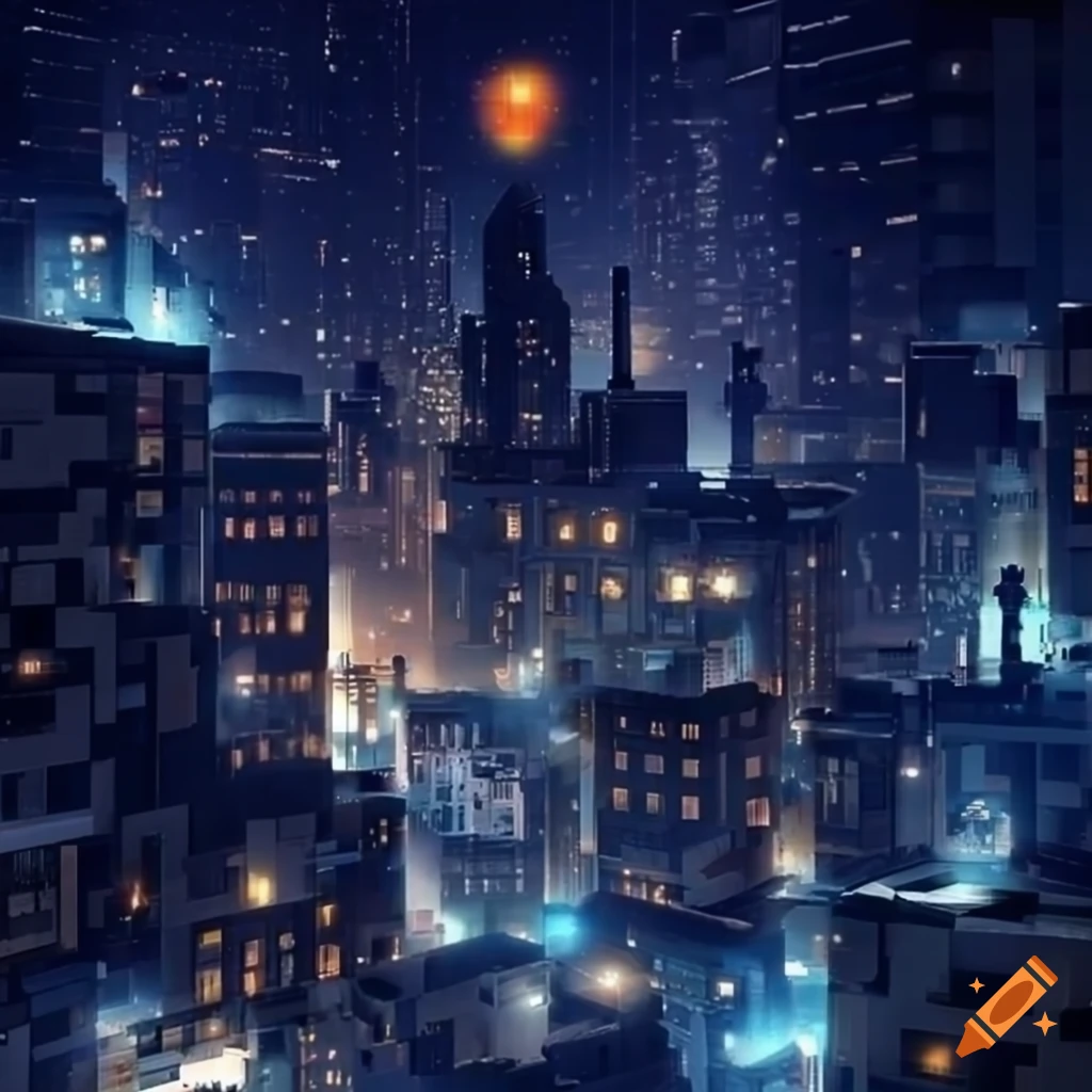 Seamless lego texture in futuristic cityscape