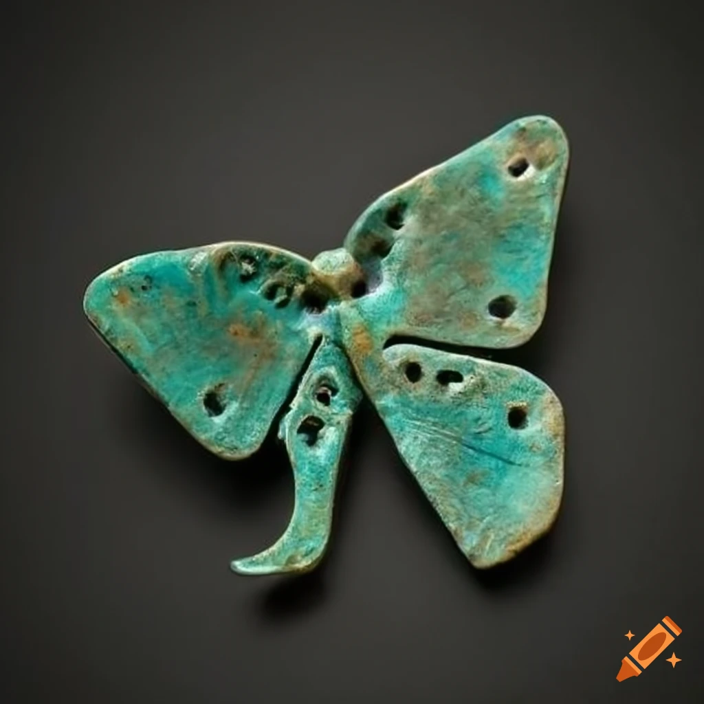 Corroded bronze butterfly axe on Craiyon