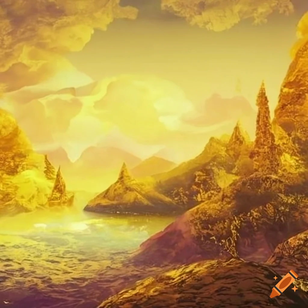 Landscape with a touch of gold on Craiyon