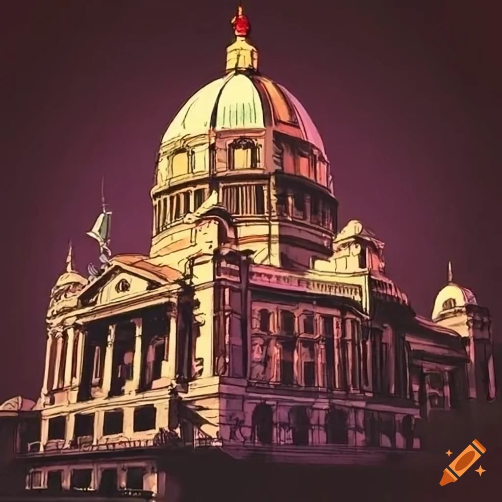 Drawing of the British Columbia legislature building on Craiyon