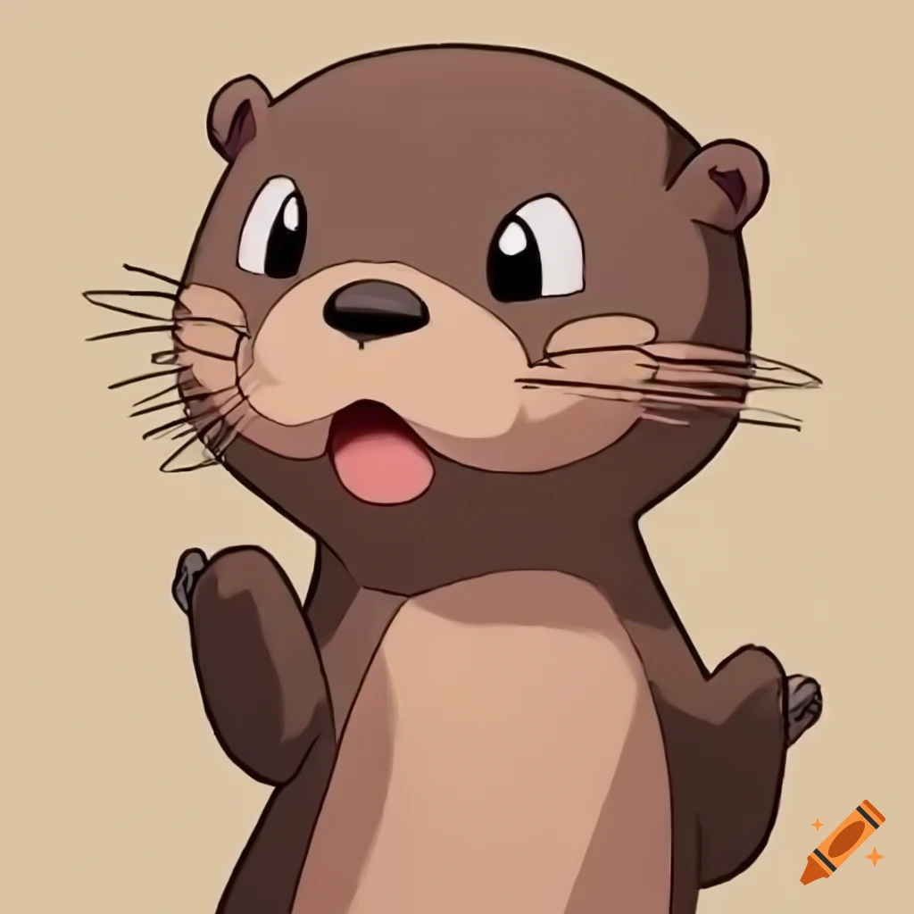 Otter playing in a cartoon style illustration on Craiyon