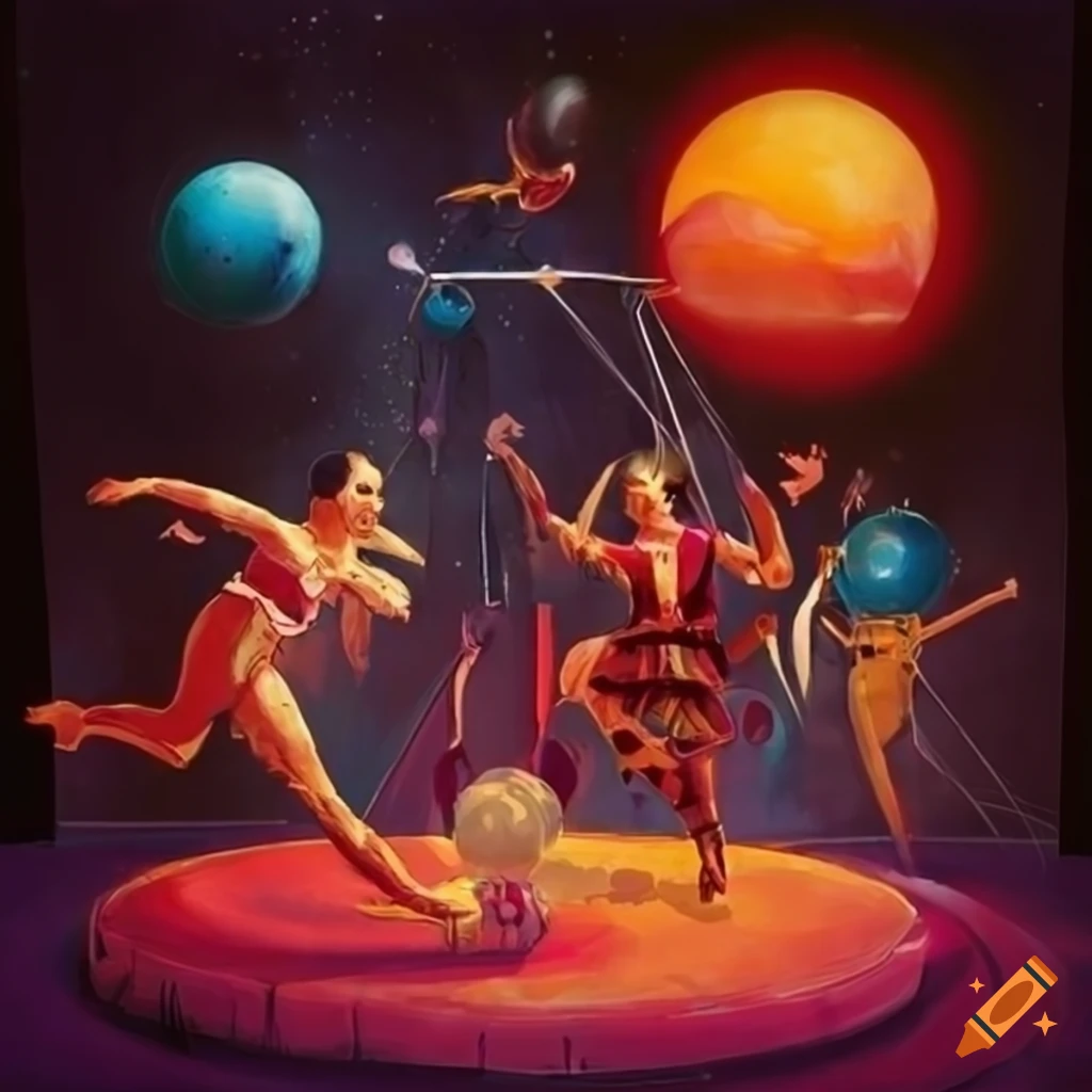 Retro sci-fi artwork with a circus theme