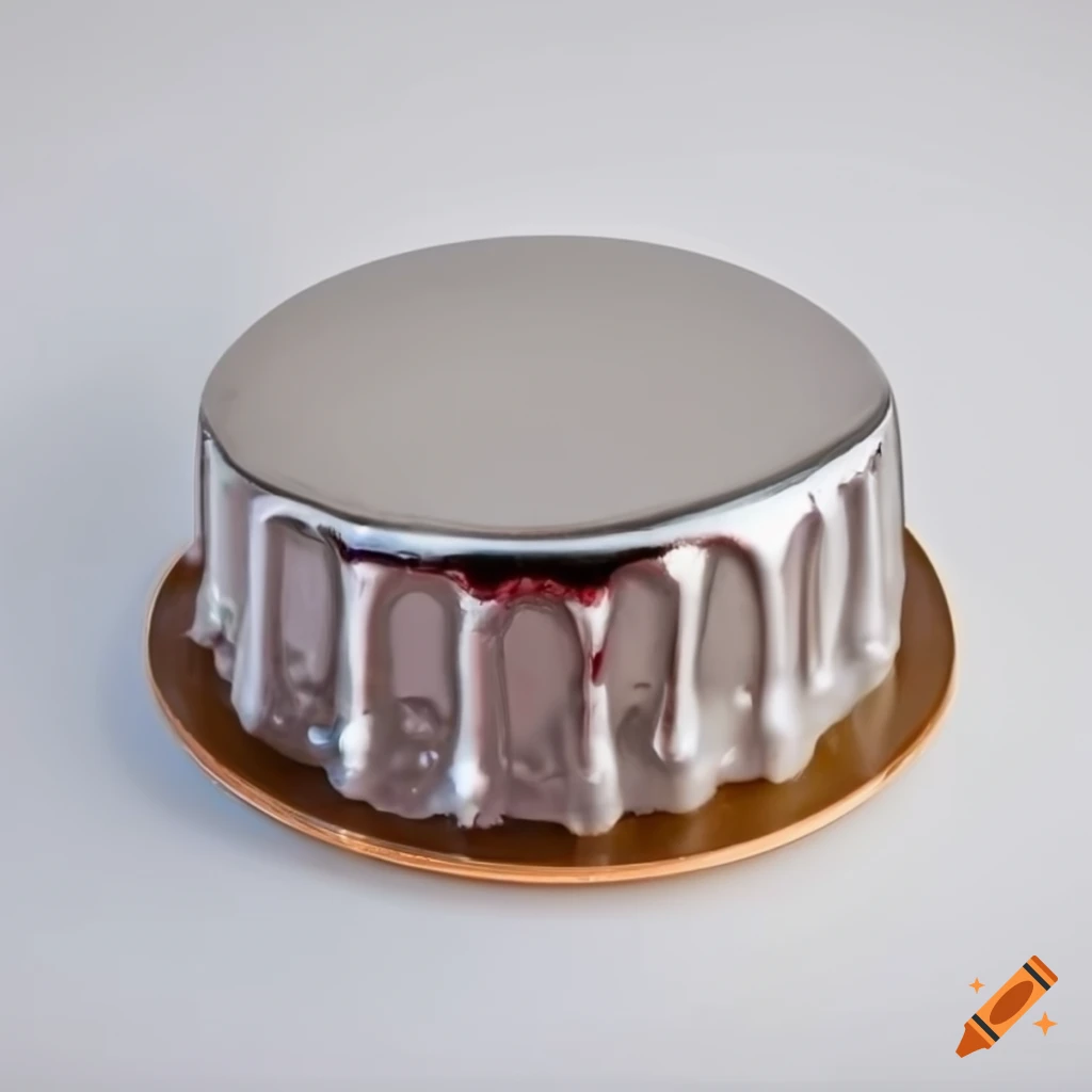 Silver mirror glaze cake on white background on Craiyon