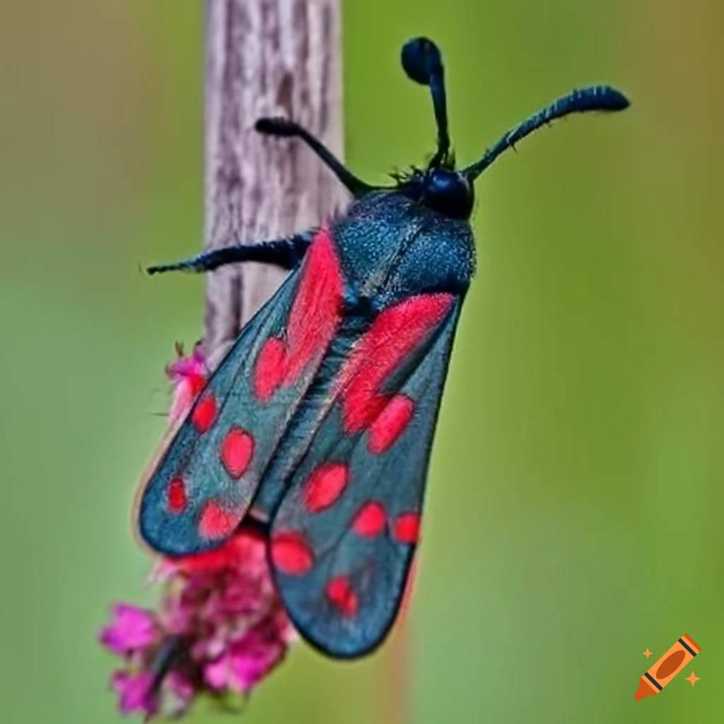 Magenta ribbon-wearing moth with a sewing needle on Craiyon