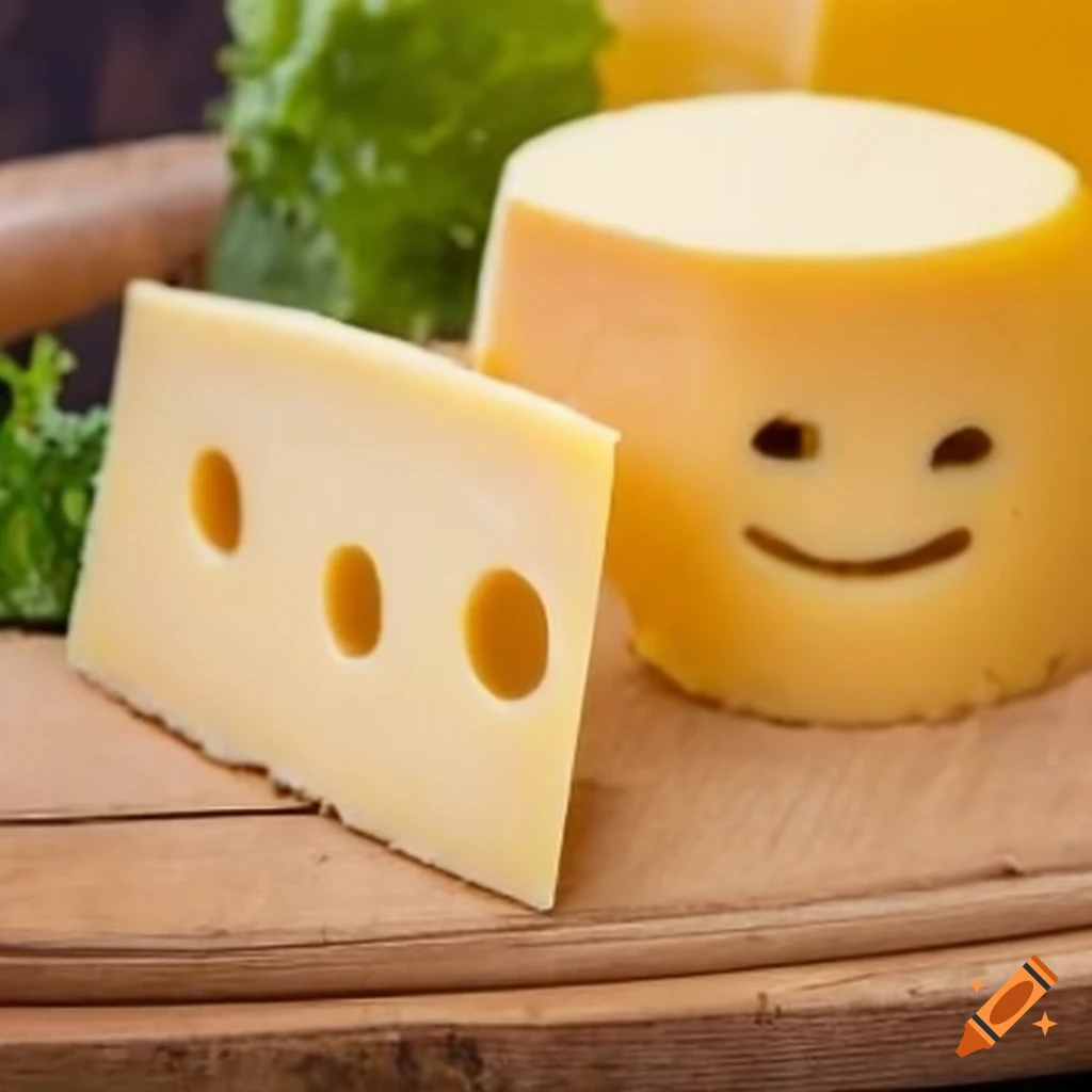Smiling block of cheese with legs