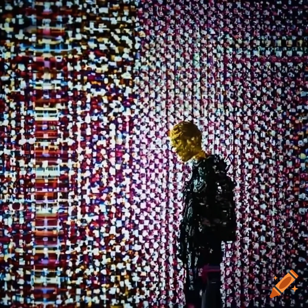Art installation with interactive robot pixels on Craiyon