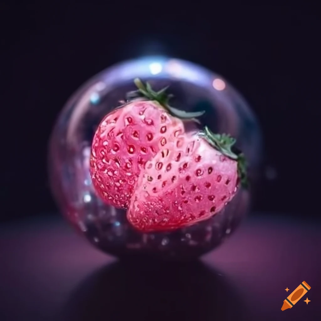 Crystal sphere with a strawberry inside on Craiyon