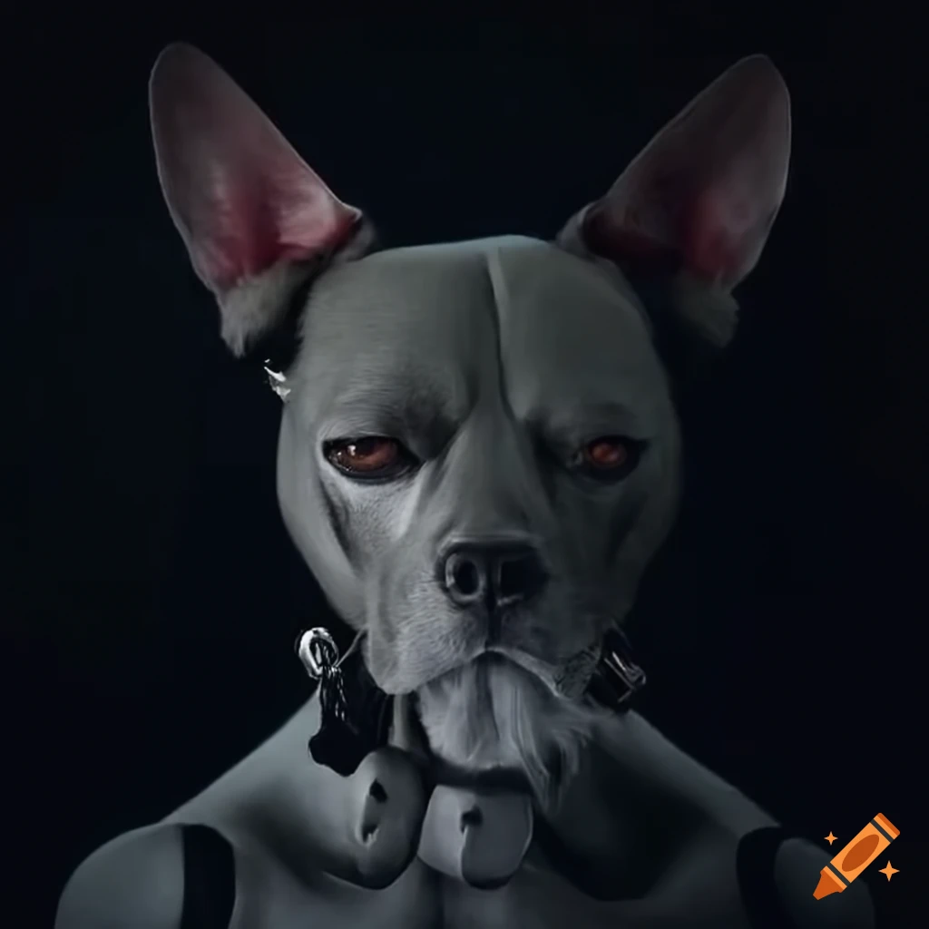 Character design of a sorrowful humanoid dog on Craiyon