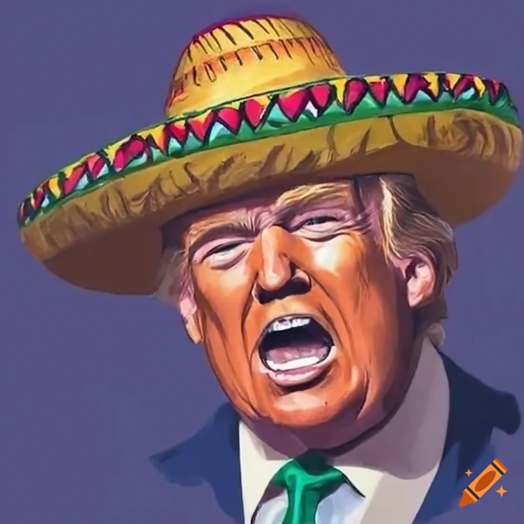 Satirical image of donald trump wearing a sombrero