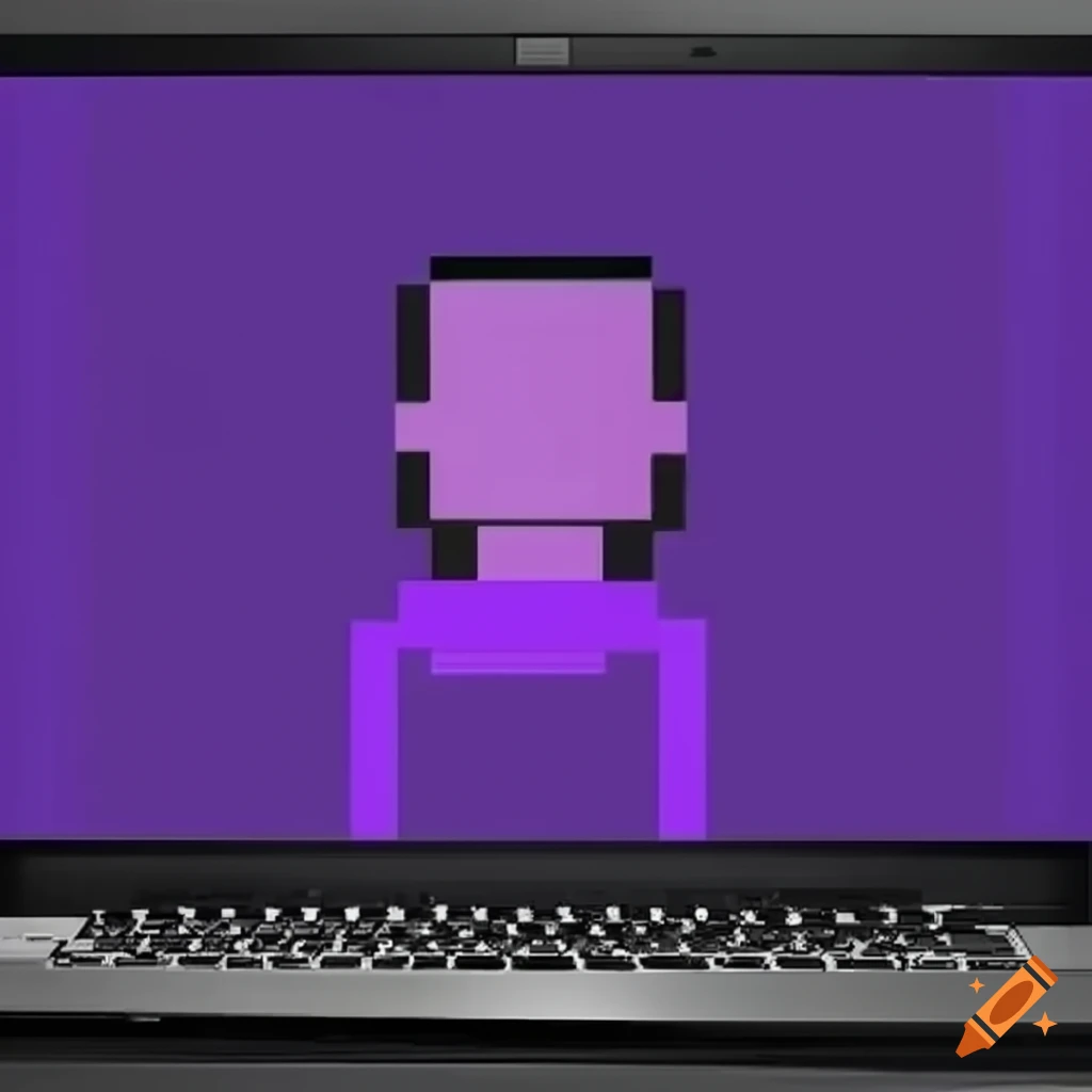 Digital artwork of a purple pixelated man