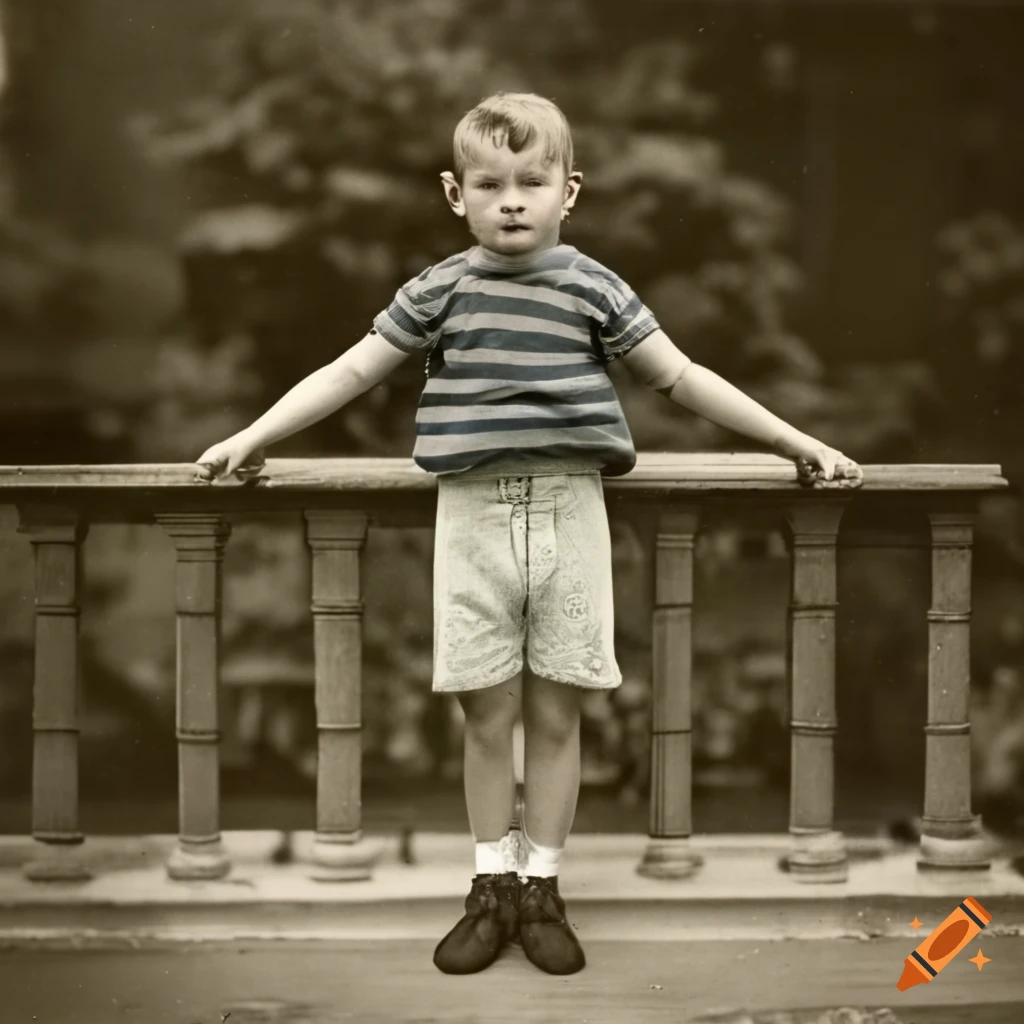 Boy in Sunday clothes posing in a photo studio on Craiyon