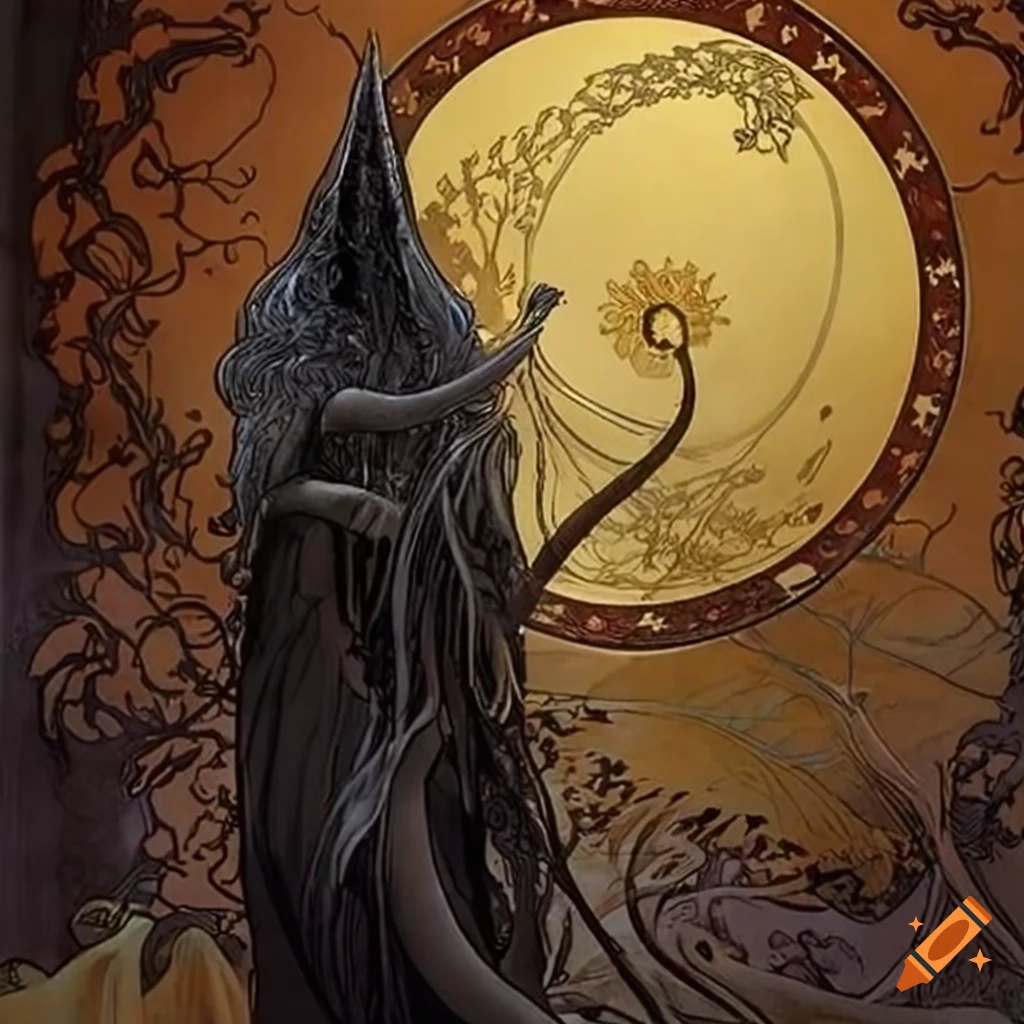 Stunning Nazgul artwork inspired by Alphonse Mucha on Craiyon