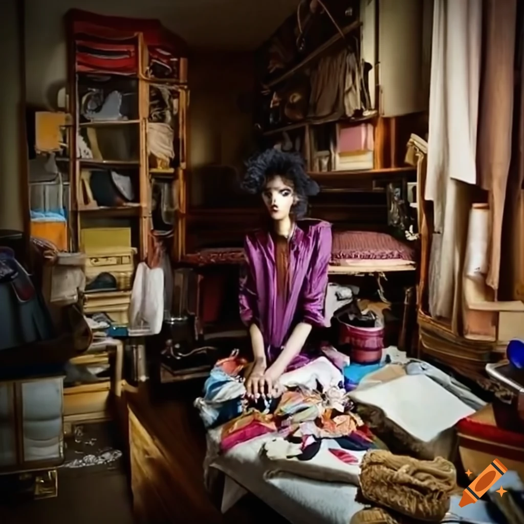 Cluttered house interior on Craiyon