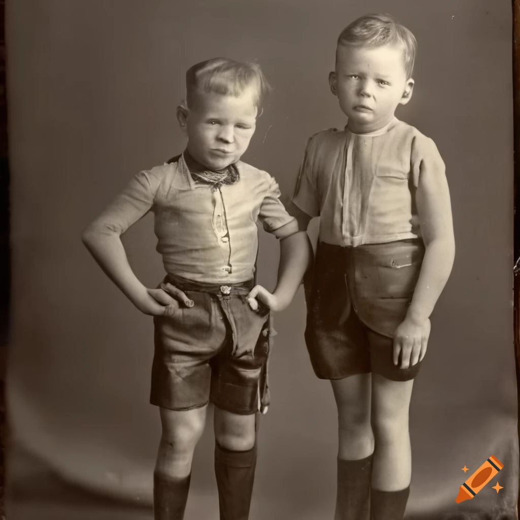 Photo of three boys in german leather uniforms on Craiyon