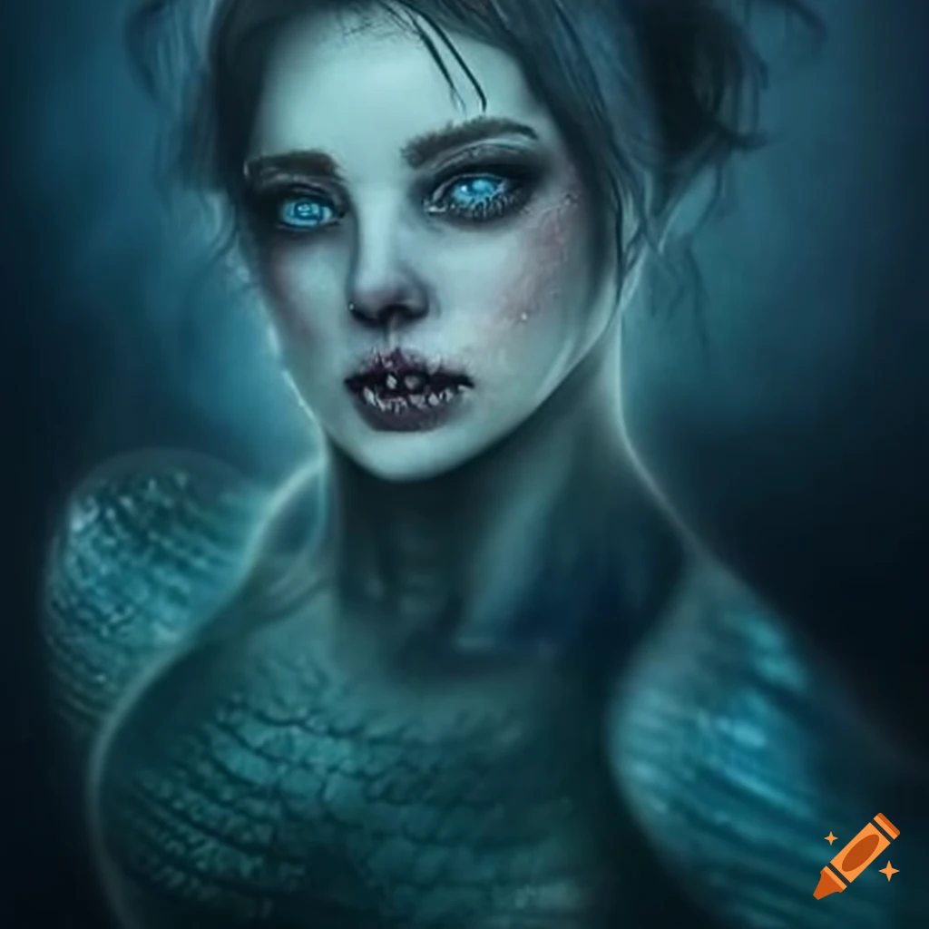 Glowing biopunk cityscape with cyborg mermaid goddesses and biological ...